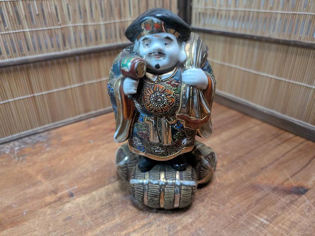 Rare 1940s Japanese Daikoku Porcelain Statue • Kamotsuru Sake Promo ...