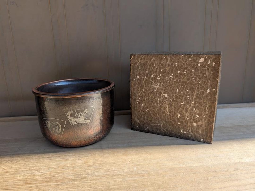 1970s Japanese Copper Incense Burner • Hand-engraved Dragon • Large ...