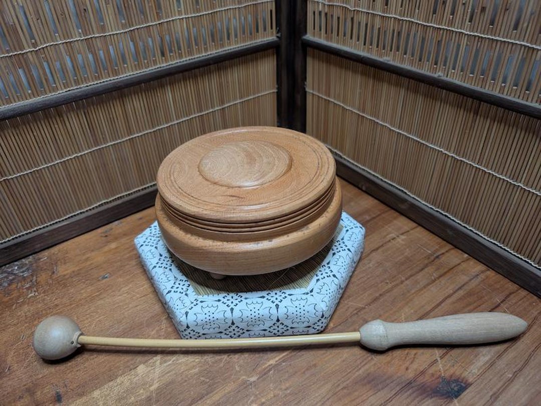 Vintage Japanese Mokugyo Wooden Drum 1970s | Hand Carved Buddhist ...