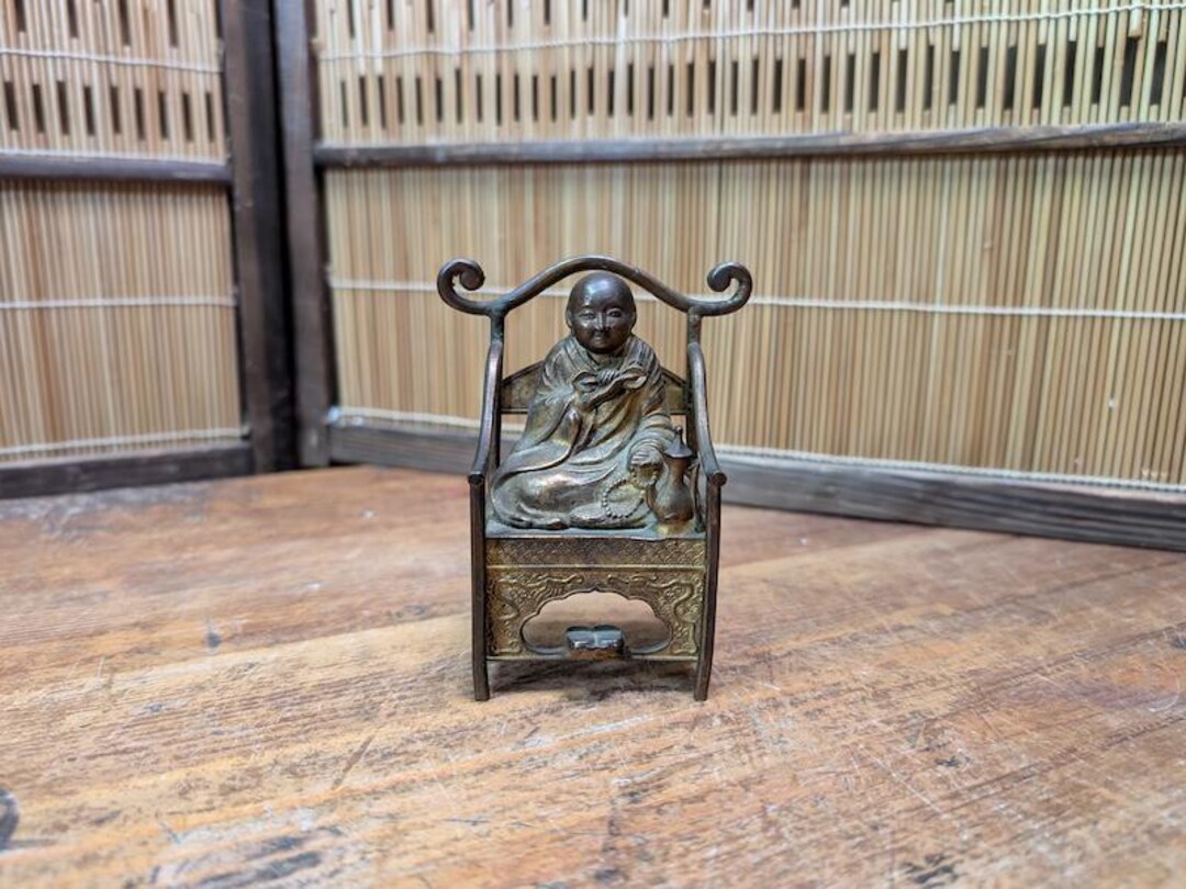 Japanese Antique 1940s Brass Kūkai Kobo Daishi Shingon Buddhist Monk ...