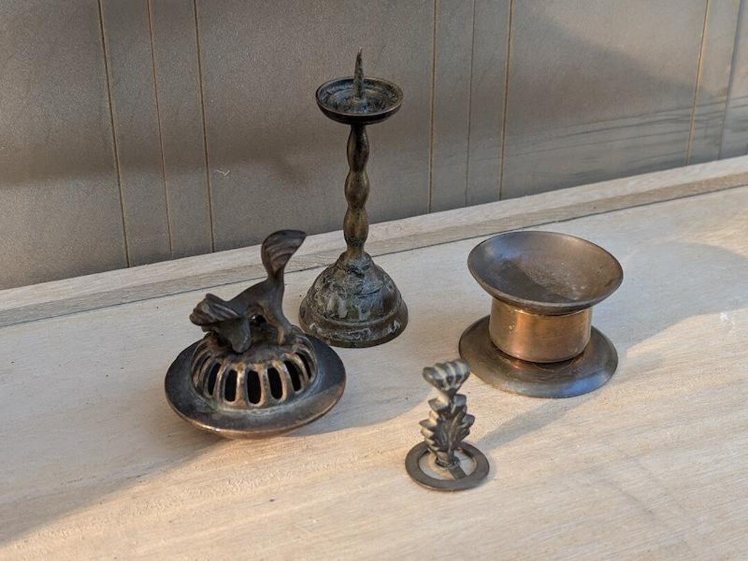 Extremely Rare 1910s Japanese Brass Butsugu Set – 4-piece Buddhist ...