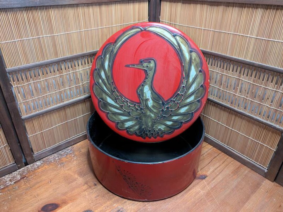 Extremely Rare Japanese Antique 1930s Bamboo Storage Box With Kamon ...