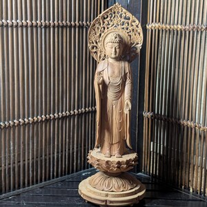 素晴らしい日本のアンティーク彫刻 観音観音神社の仏像 1800年 素晴らしい日本のアンティーク彫刻 観音観音神社の仏像 1800年