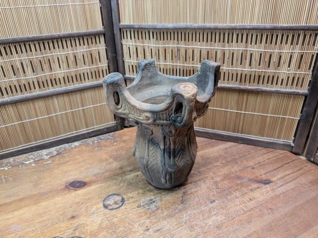 Vintage 1940s Japanese Jomon Pottery Replica • Flame-style Vessel • Gov ...