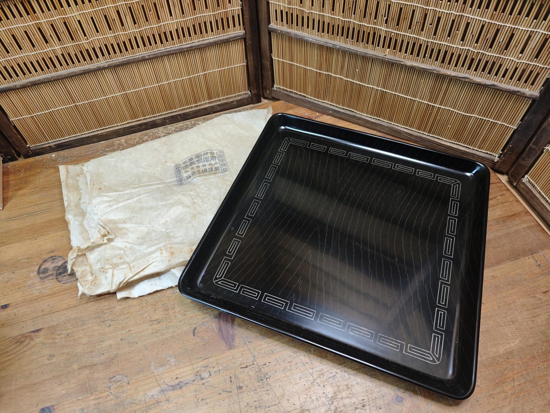 Japanese Antique Meiji Era Wajima Nuri Lacquer Obon Tray Brown Black ...