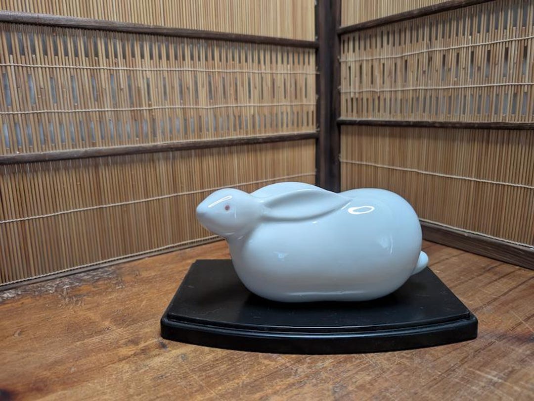 1990s Japanese White Rabbit Sculpture – Vintage Handcrafted Ceramic ...
