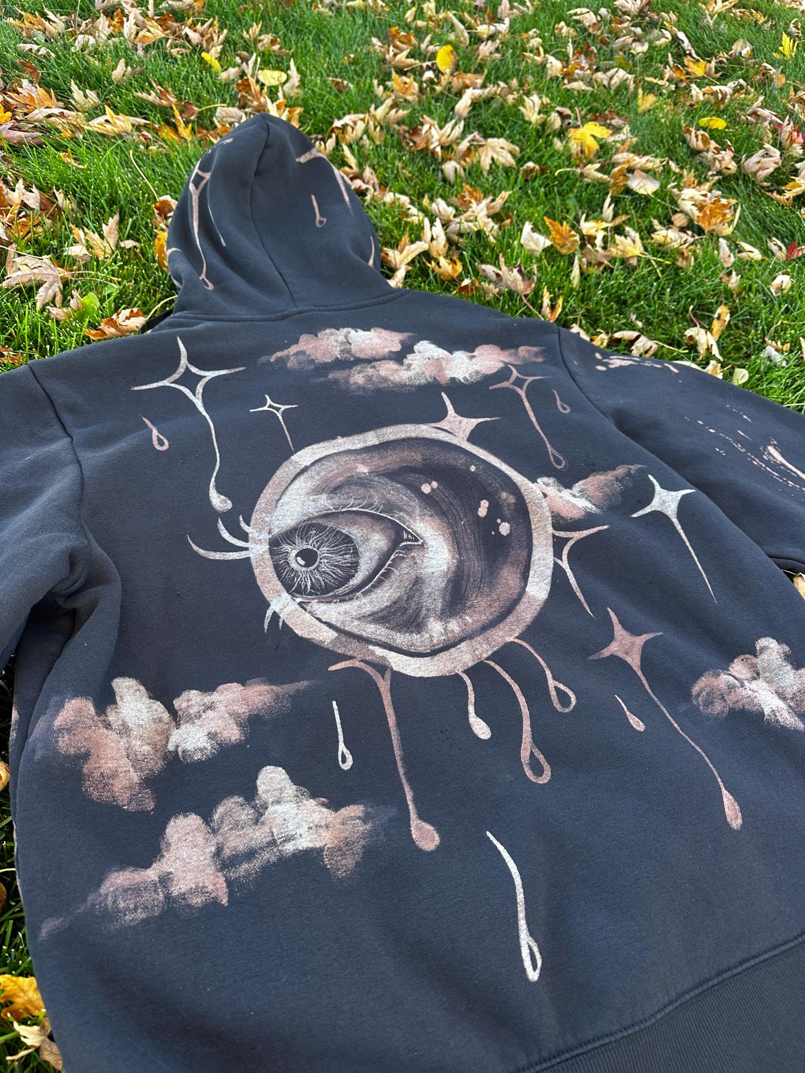 Hand Painted Reverse Bleach Dye Zip up (L) - Etsy