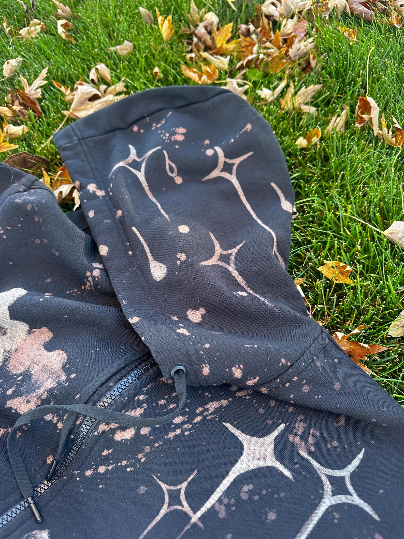 Hand Painted Reverse Bleach Dye Zip up (L) - Etsy