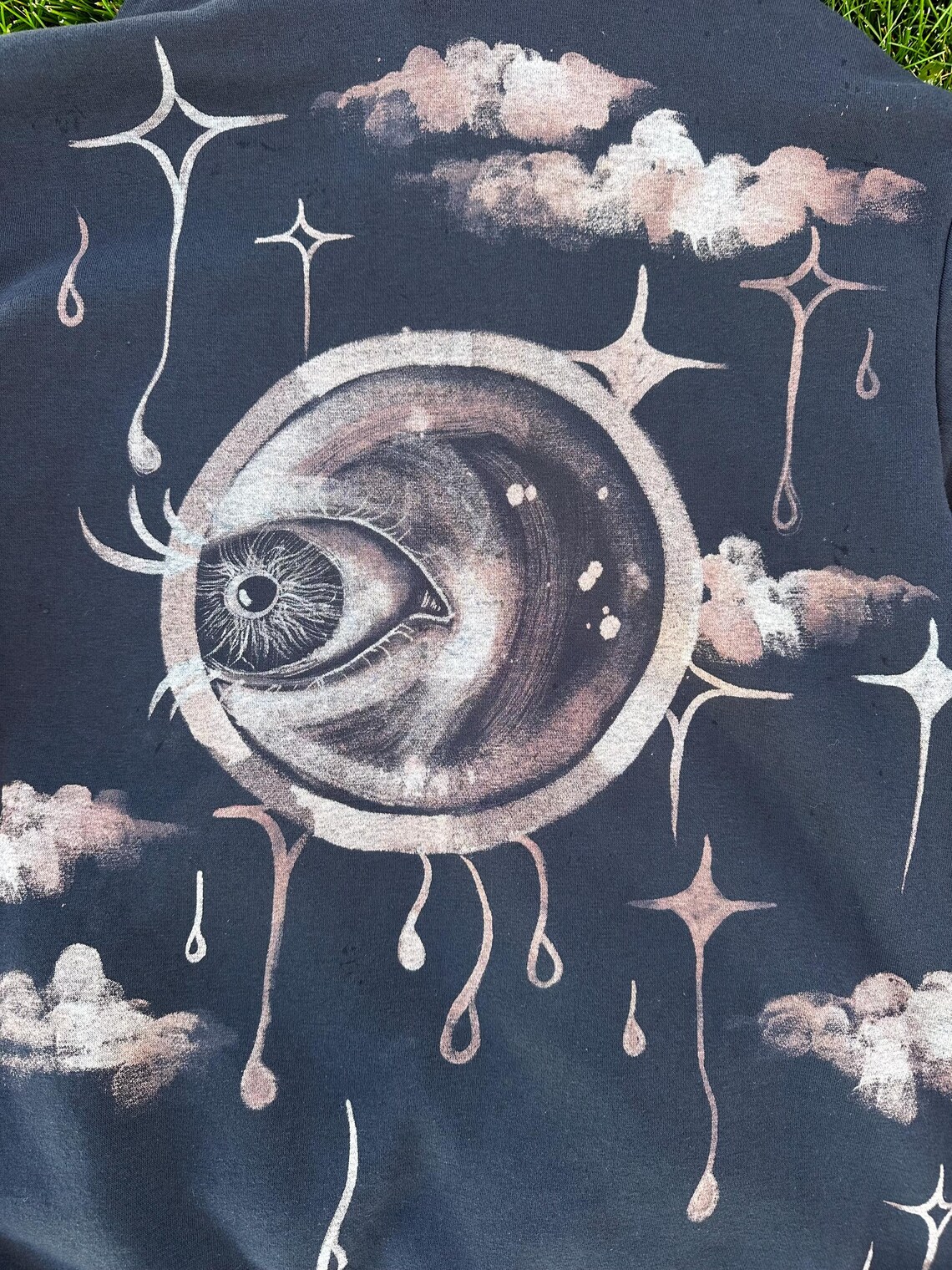 Hand Painted Reverse Bleach Dye Zip up (L) - Etsy