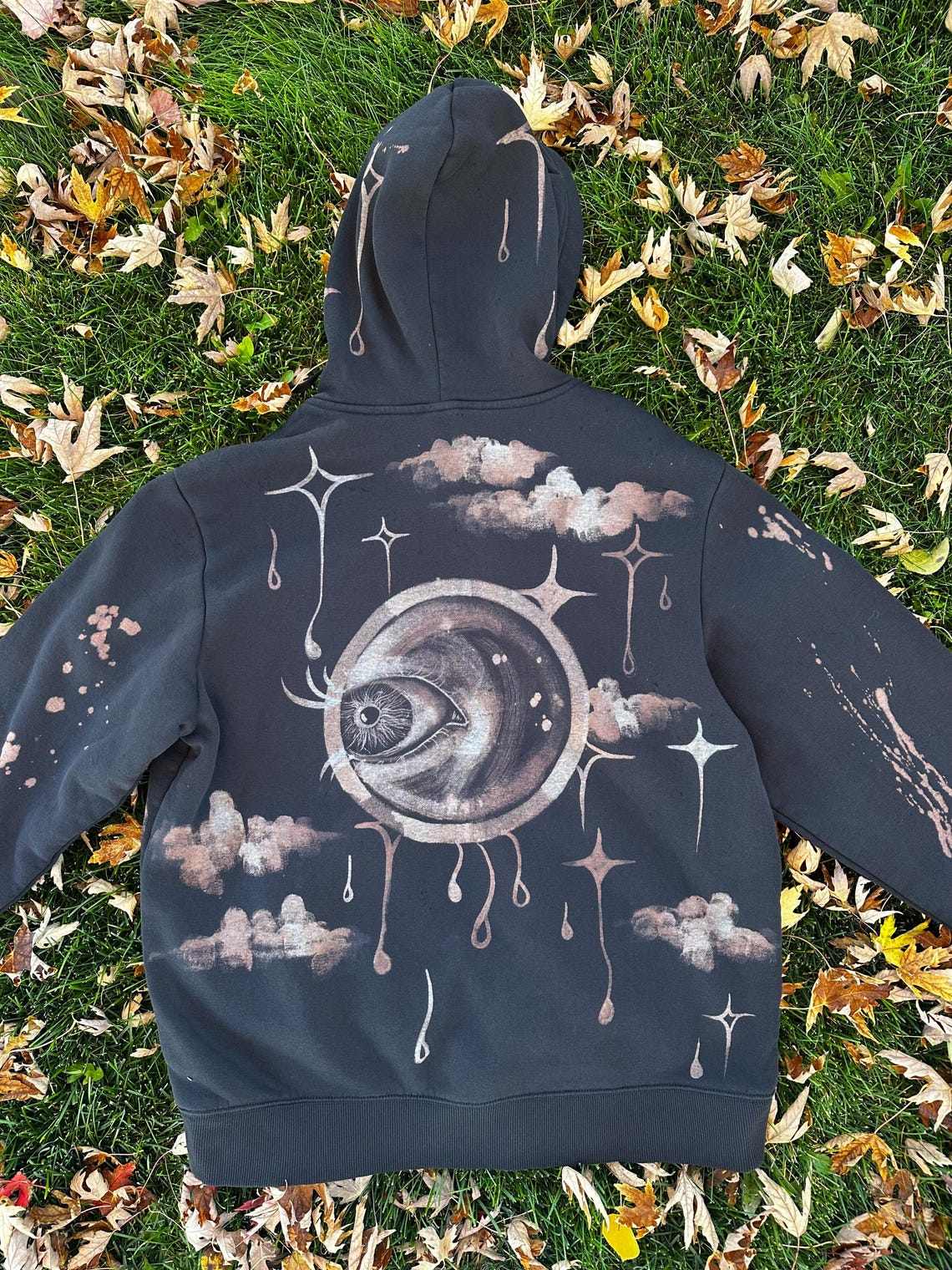 Hand Painted Reverse Bleach Dye Zip up (L) - Etsy