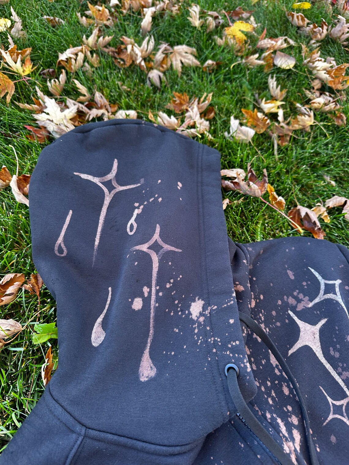 Hand Painted Reverse Bleach Dye Zip up (L) - Etsy