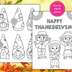 Fun Thanksgiving Coloring Pages Bundle | 14 Pages for Kids & Adults ...