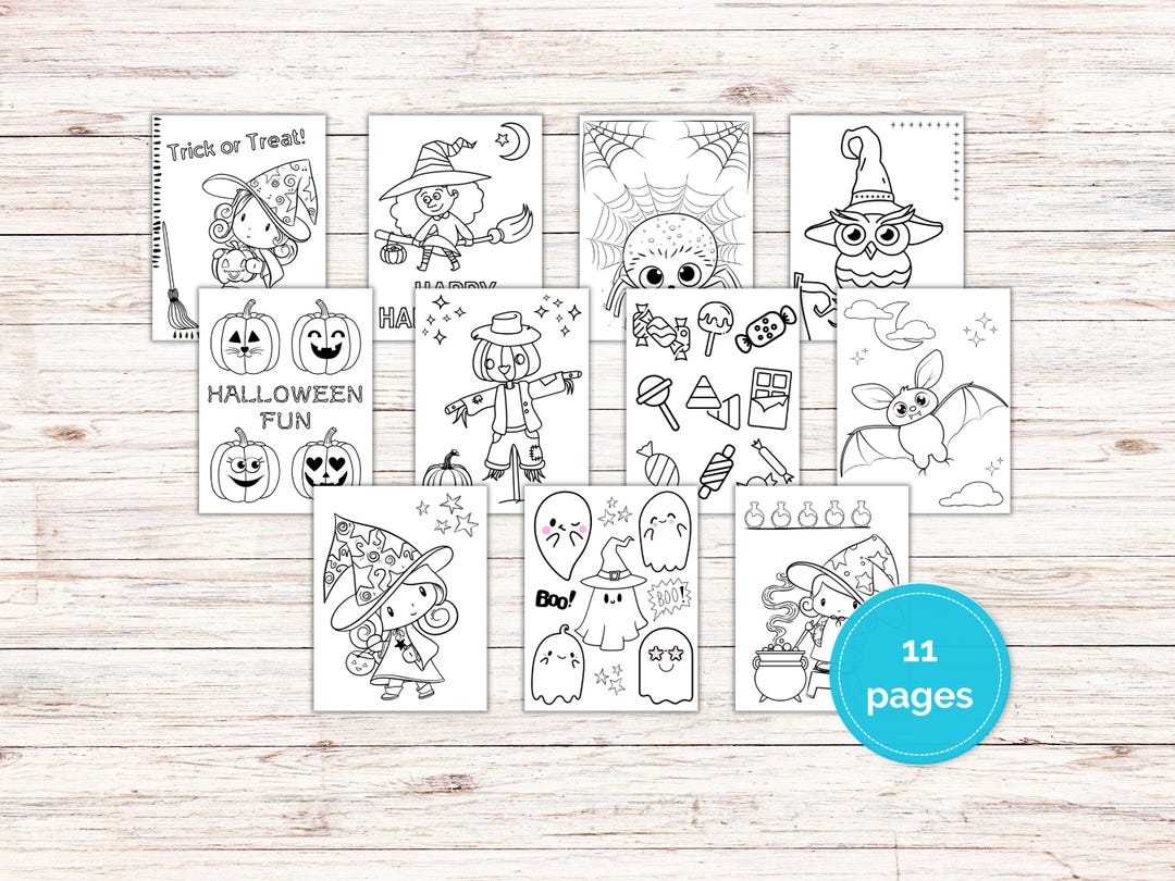 Cute & Spooky Halloween Coloring Pages for Kids, Printable Coloring ...