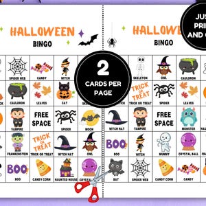 50 Halloween Bingo Cards With Call Sheet and Markers, Halloween Group ...