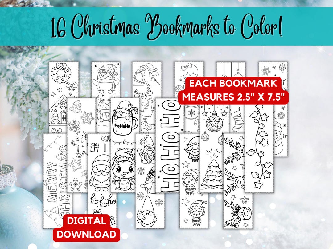 Festive Christmas Coloring Bookmarks for Kids - Winter Bookmarks ...