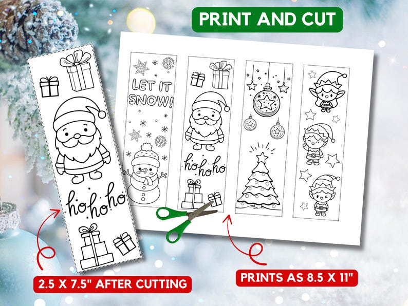 Festive Christmas Coloring Bookmarks for Kids - Winter Bookmarks ...