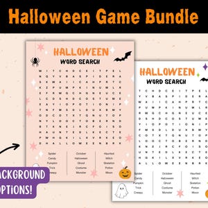 Halloween Game Bundle: Halloween Word Search and Halloween Bingo Cards ...