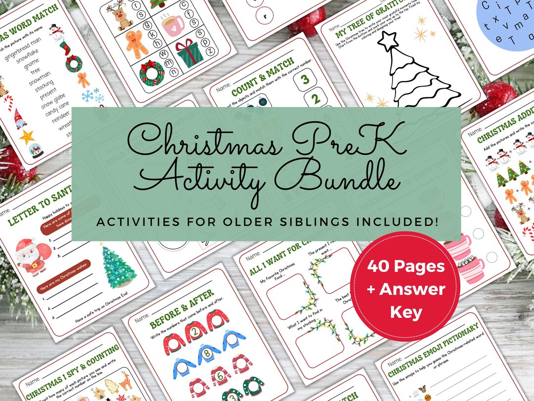 Ultimate Christmas Prek Activity Bundle: Activities for Older Siblings ...