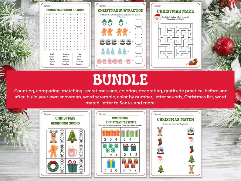 Ultimate Christmas Prek Activity Bundle: Activities for Older Siblings ...