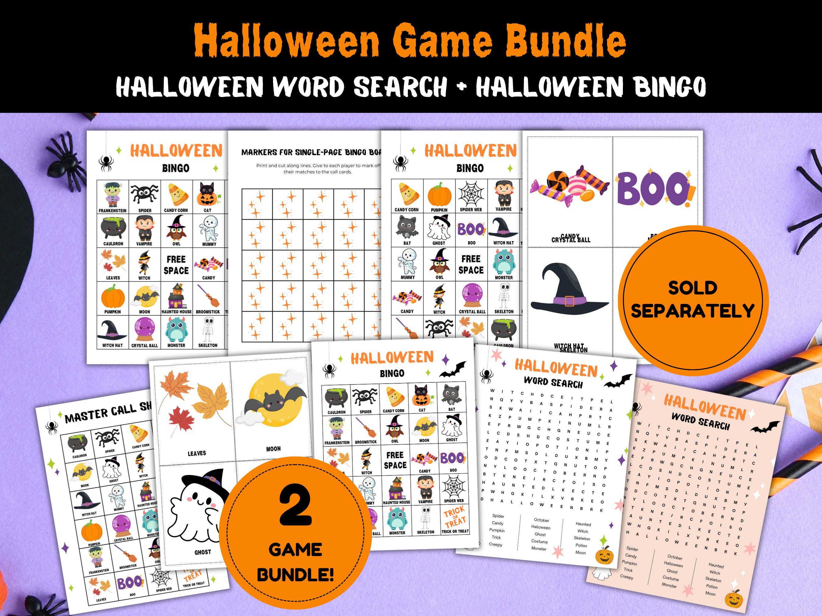50 Halloween Bingo Cards With Call Sheet and Markers, Halloween Group ...