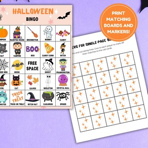 50 Halloween Bingo Cards With Call Sheet and Markers, Halloween Group ...