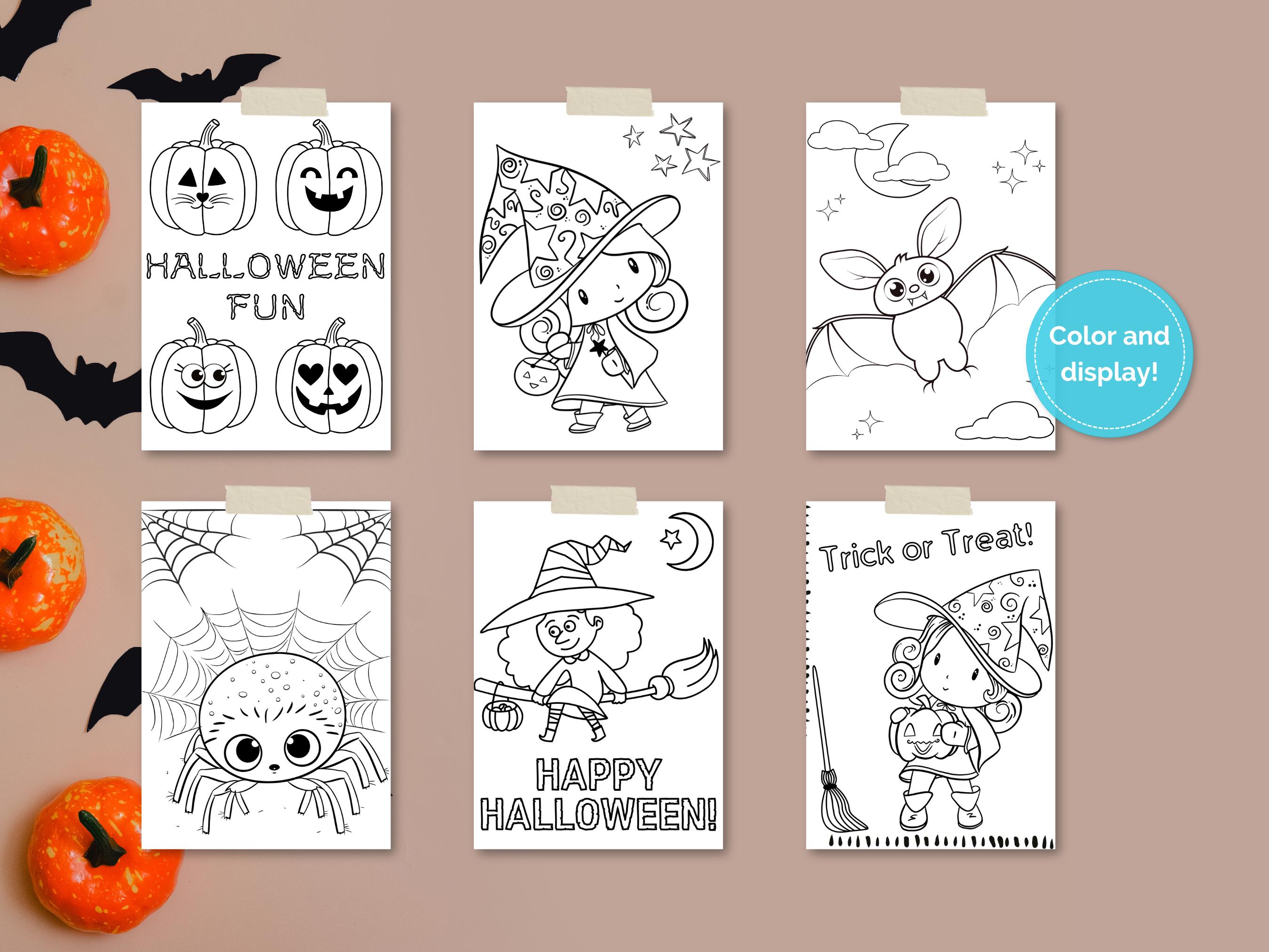 Cute & Spooky Halloween Coloring Pages for Kids, Printable Coloring ...