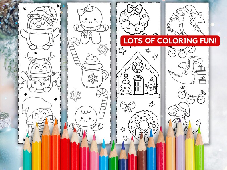 Festive Christmas Coloring Bookmarks for Kids - Winter Bookmarks ...
