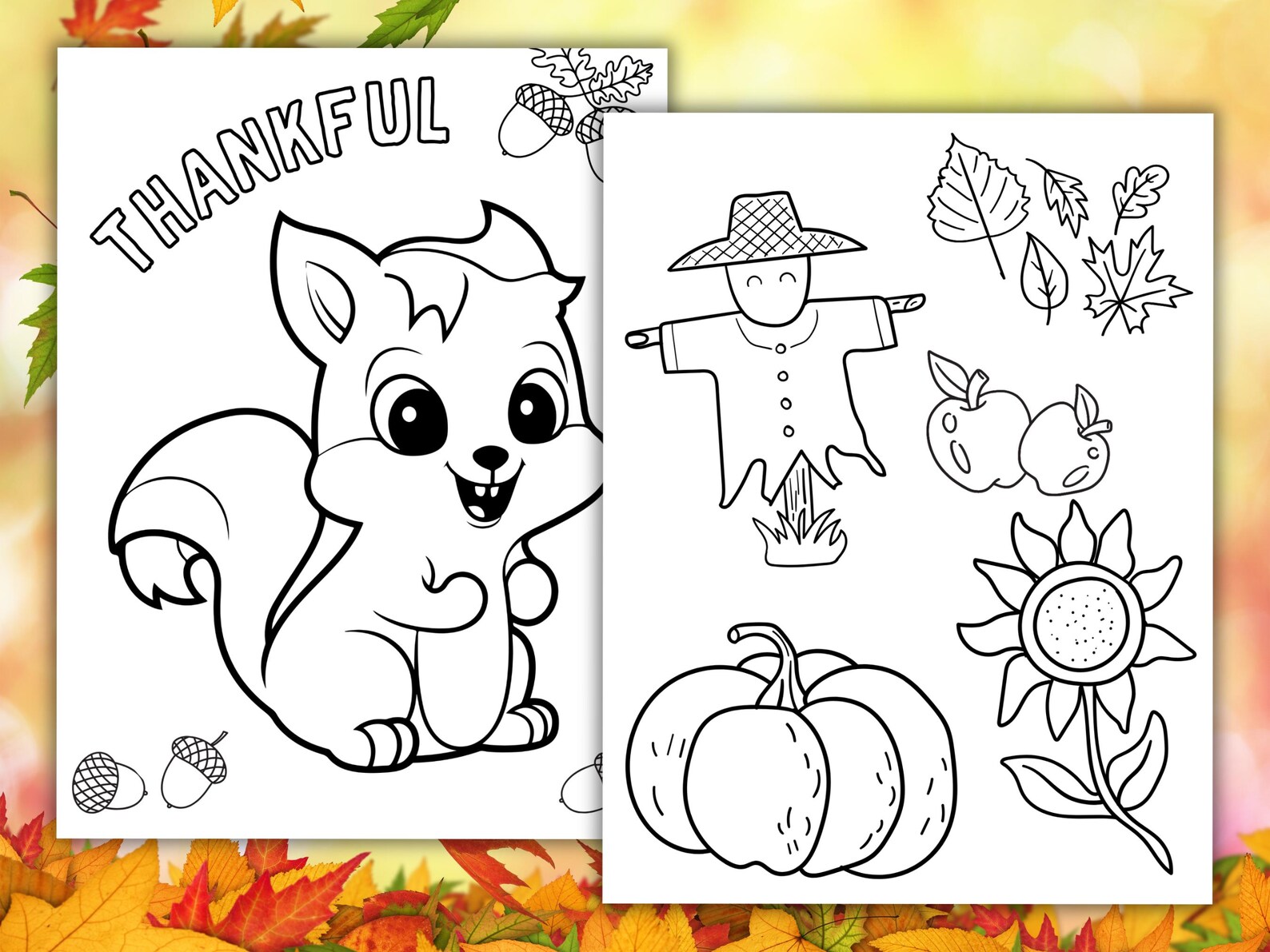 Fun Thanksgiving Coloring Pages Bundle | 14 Pages for Kids & Adults ...