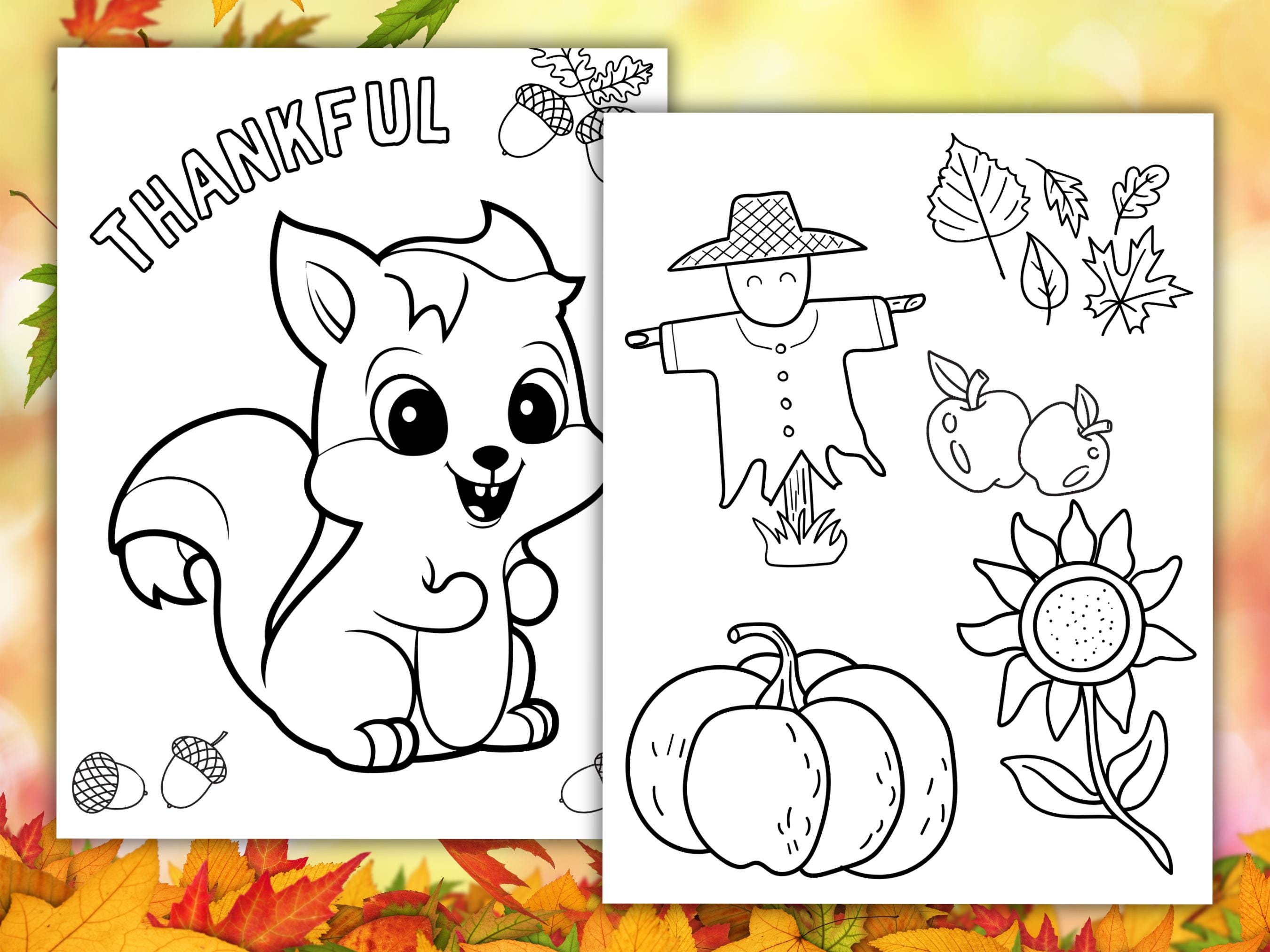 Fun Thanksgiving Coloring Pages Bundle | 14 Pages for Kids & Adults ...