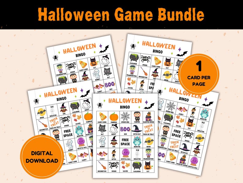 Halloween Game Bundle: Halloween Word Search and Halloween Bingo Cards ...