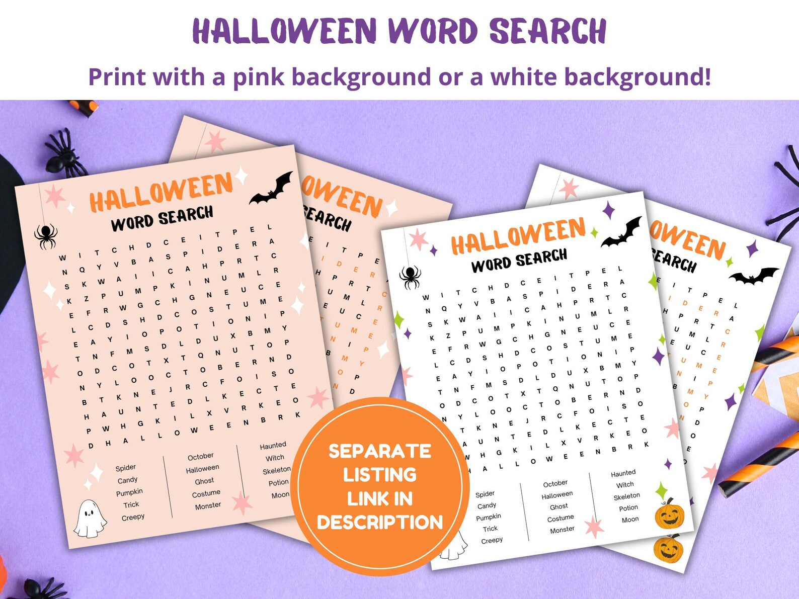 50 Halloween Bingo Cards With Call Sheet and Markers, Halloween Group ...
