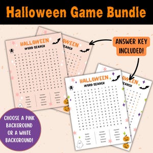 Halloween Game Bundle: Halloween Word Search and Halloween Bingo Cards ...