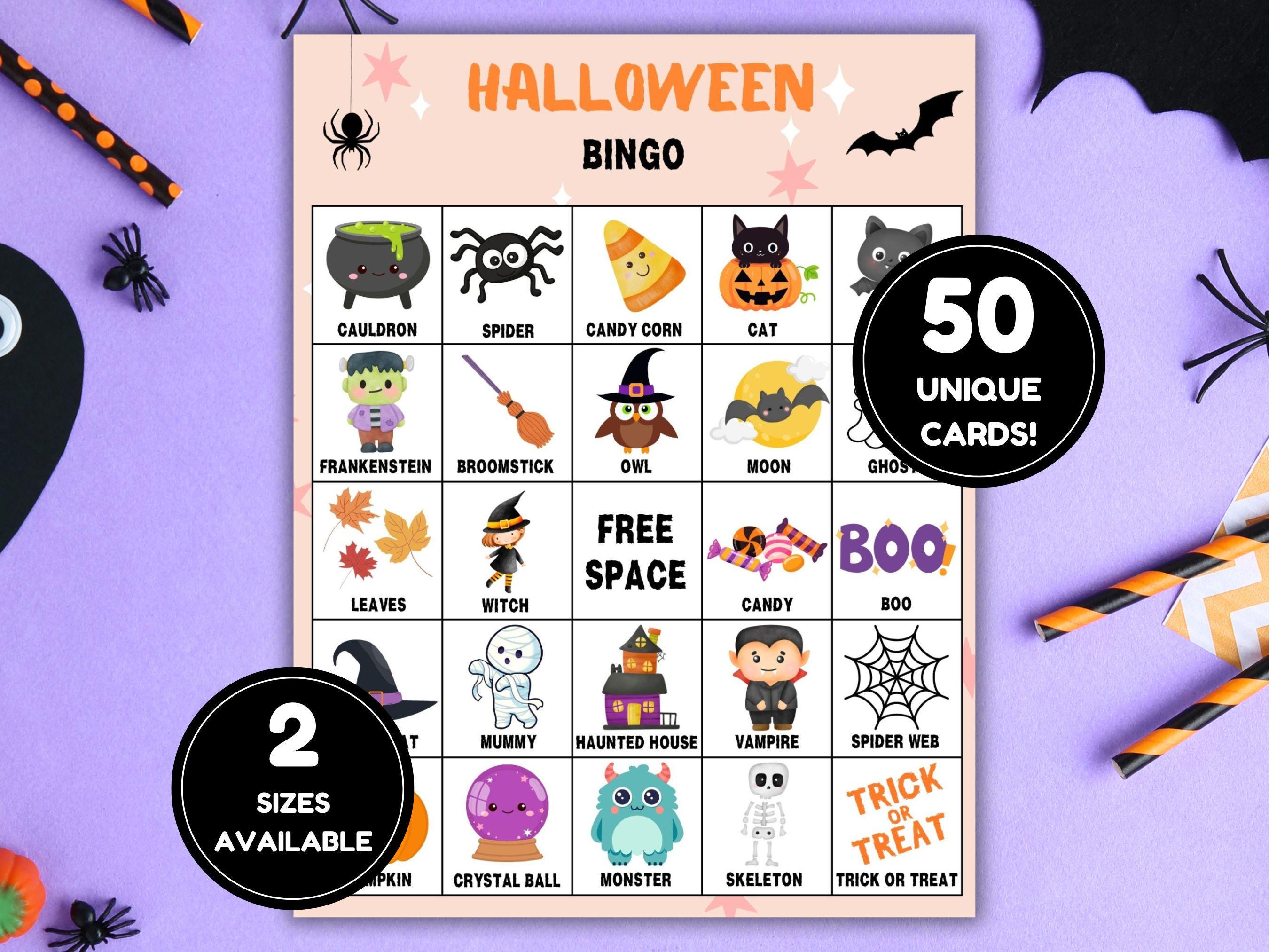 50 Halloween Bingo Cards With Call Sheet and Markers, Halloween Group ...