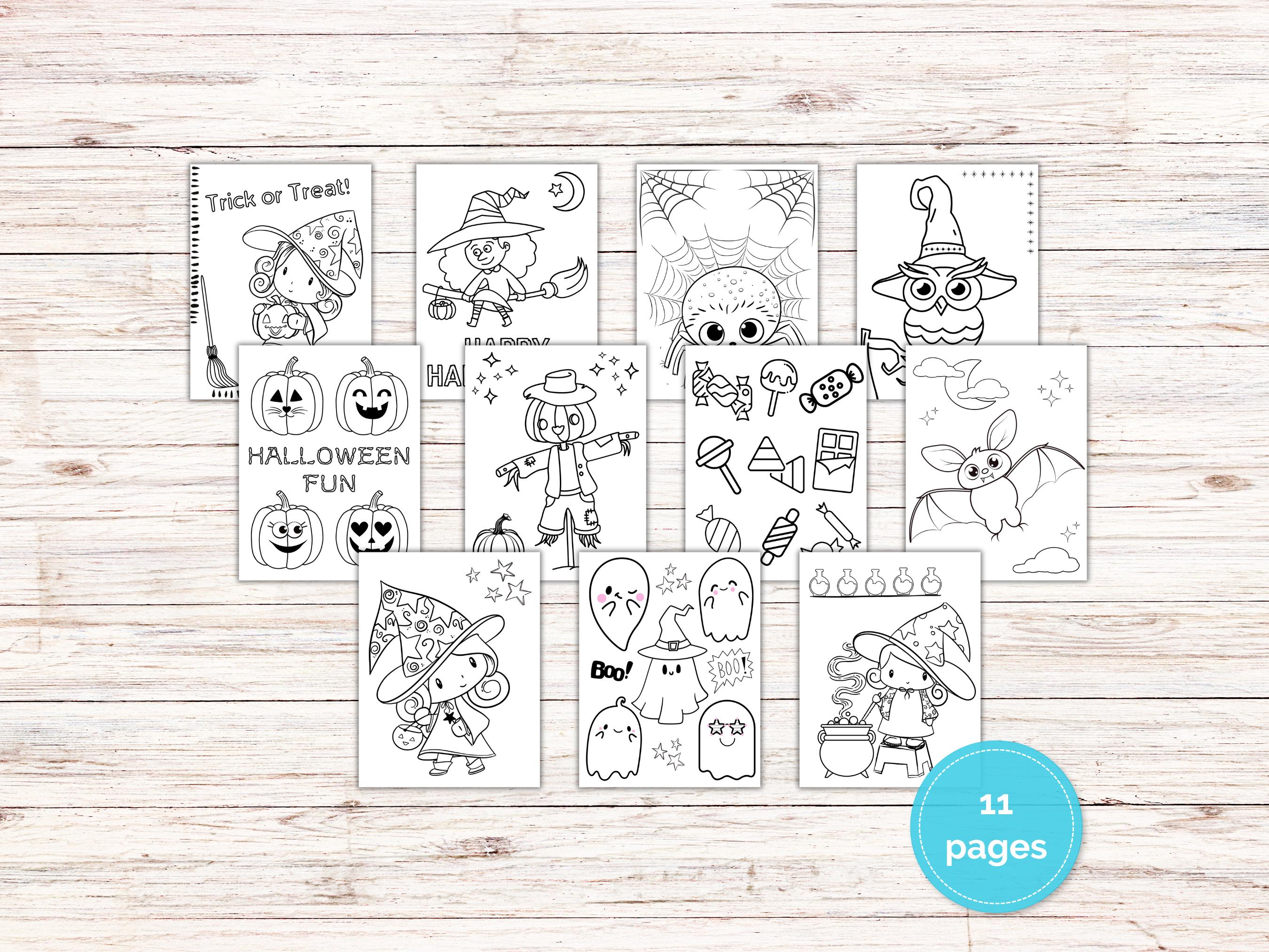 Cute & Spooky Halloween Coloring Pages for Kids, Printable Coloring ...