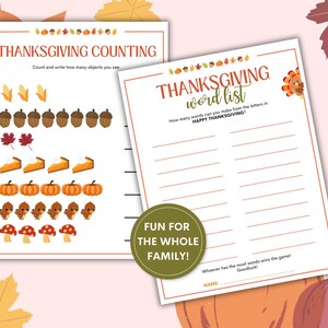 Exciting Thanksgiving Activity Bundle: I Spy, Activity Sheets, Word ...