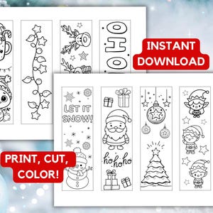 Festive Christmas Coloring Bookmarks for Kids - Winter Bookmarks ...