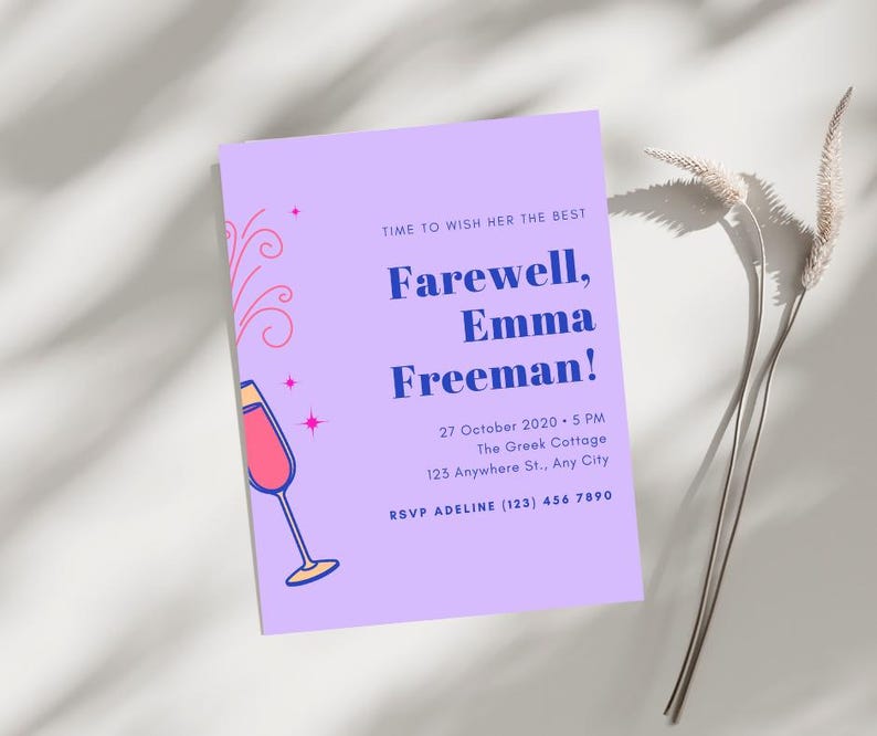 Editable Farewell Invitation Card, Customizable Farewell Party Invite ...