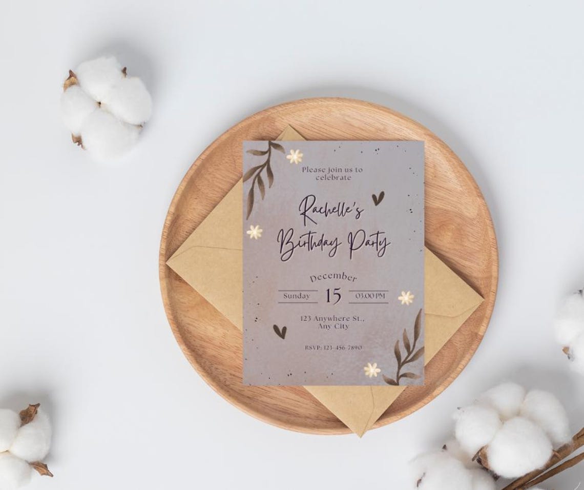 Customizable Birthday Card Invite, Editable Party Invitation Template ...