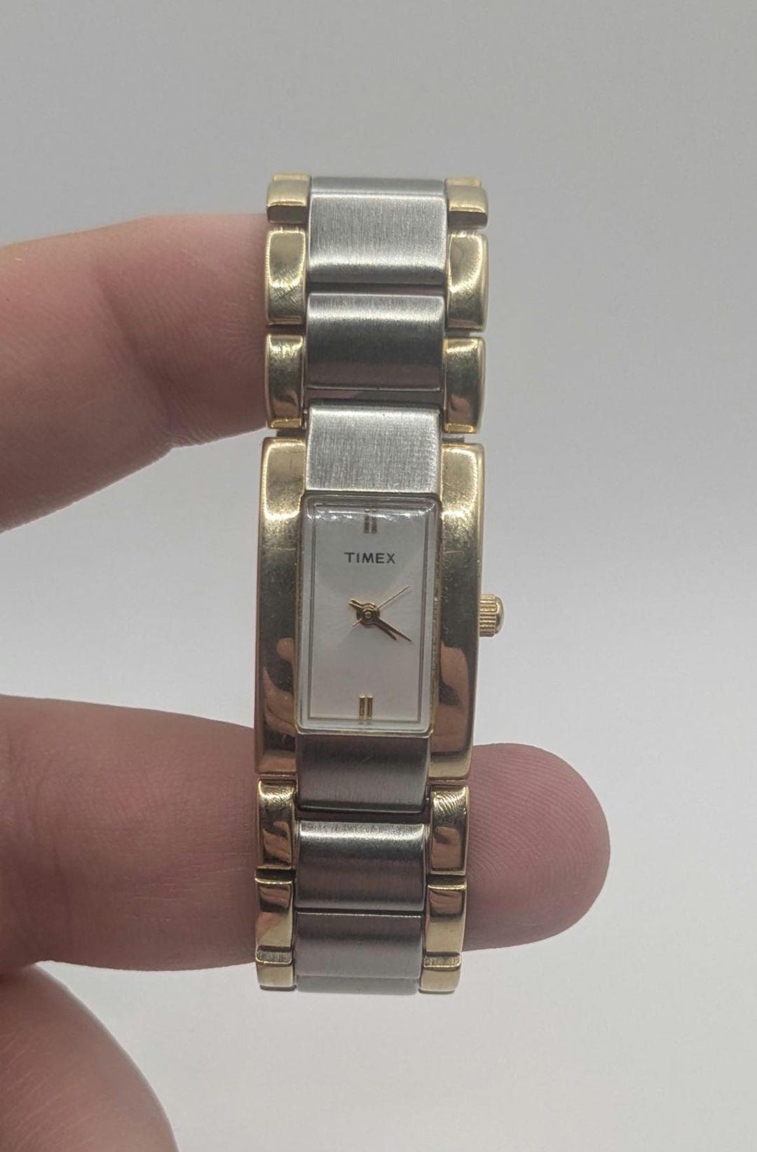 Beautiful Timex Ladies Tank Square Watch Silver and Gold Tone. Still ...
