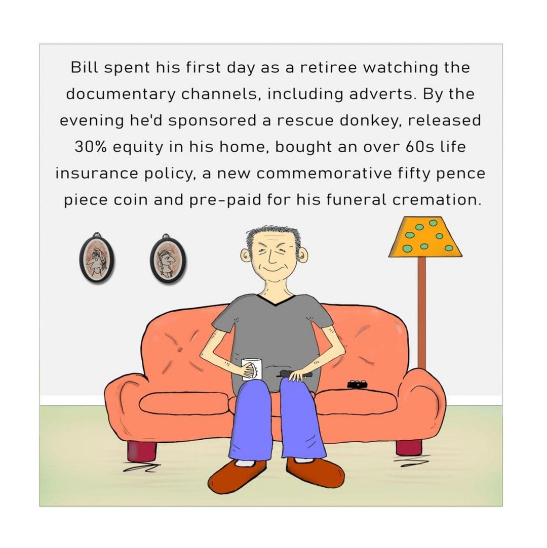Male Pensioner First Day Retired Daytime TV Funny Card - Customisable ...