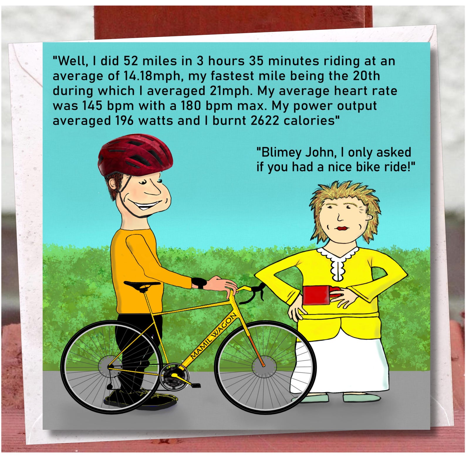 Funny Cyclist Bike Rider After Bicycle Ride Funny Card Mamil Card Customisable Cyclist Card ...