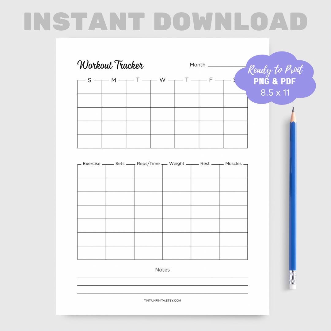 Printable Workout Plan Template Weekly Fitness Tracker Home Gym Planner ...