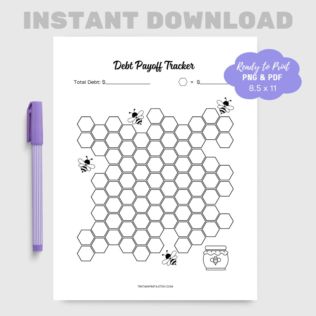 Honeycomb Coloring Sheet, Fun Financial Printable PDF, Debt Payoff ...