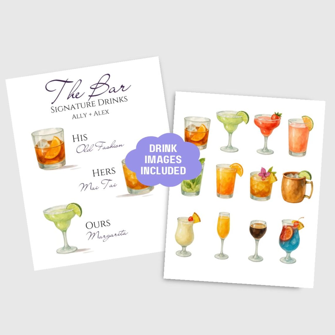 Menu Template for Bartenders Signature Drinks Downloadable for Mobile ...