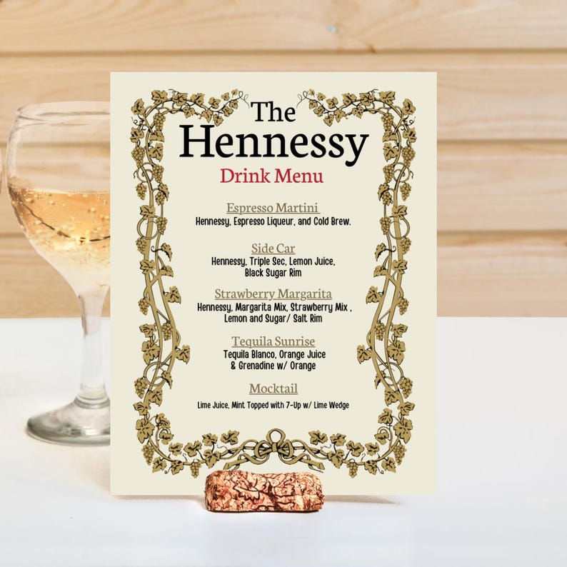 Customizable Hennessy Cocktail Menu for Parties | Bartending Canva ...