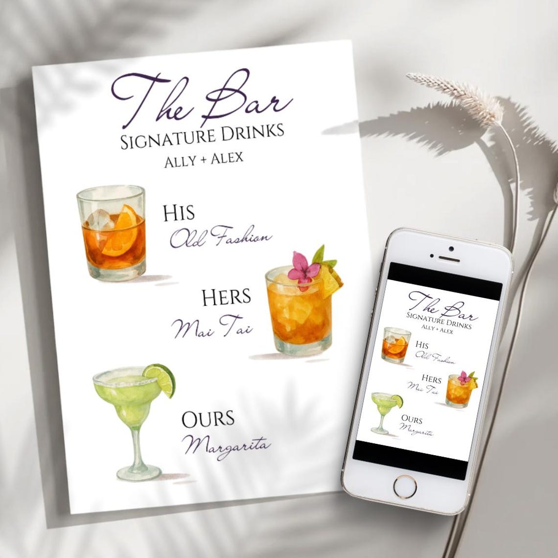Menu Template for Bartenders Signature Drinks Downloadable for Mobile ...