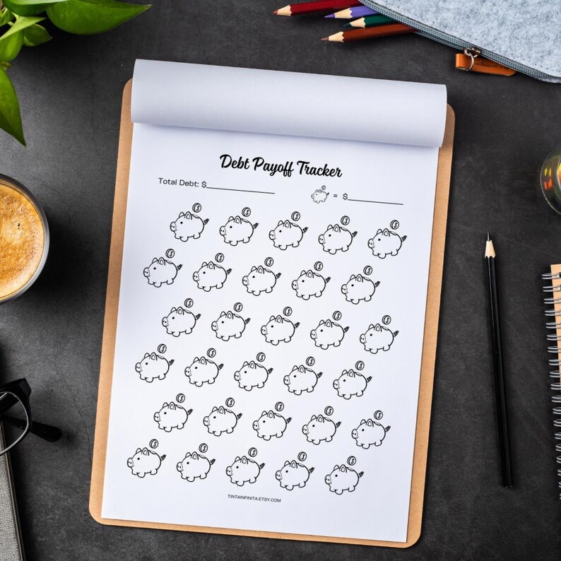 Debt Tracker Coloring Sheet Track Money Debt Payoff Printable Page - Etsy