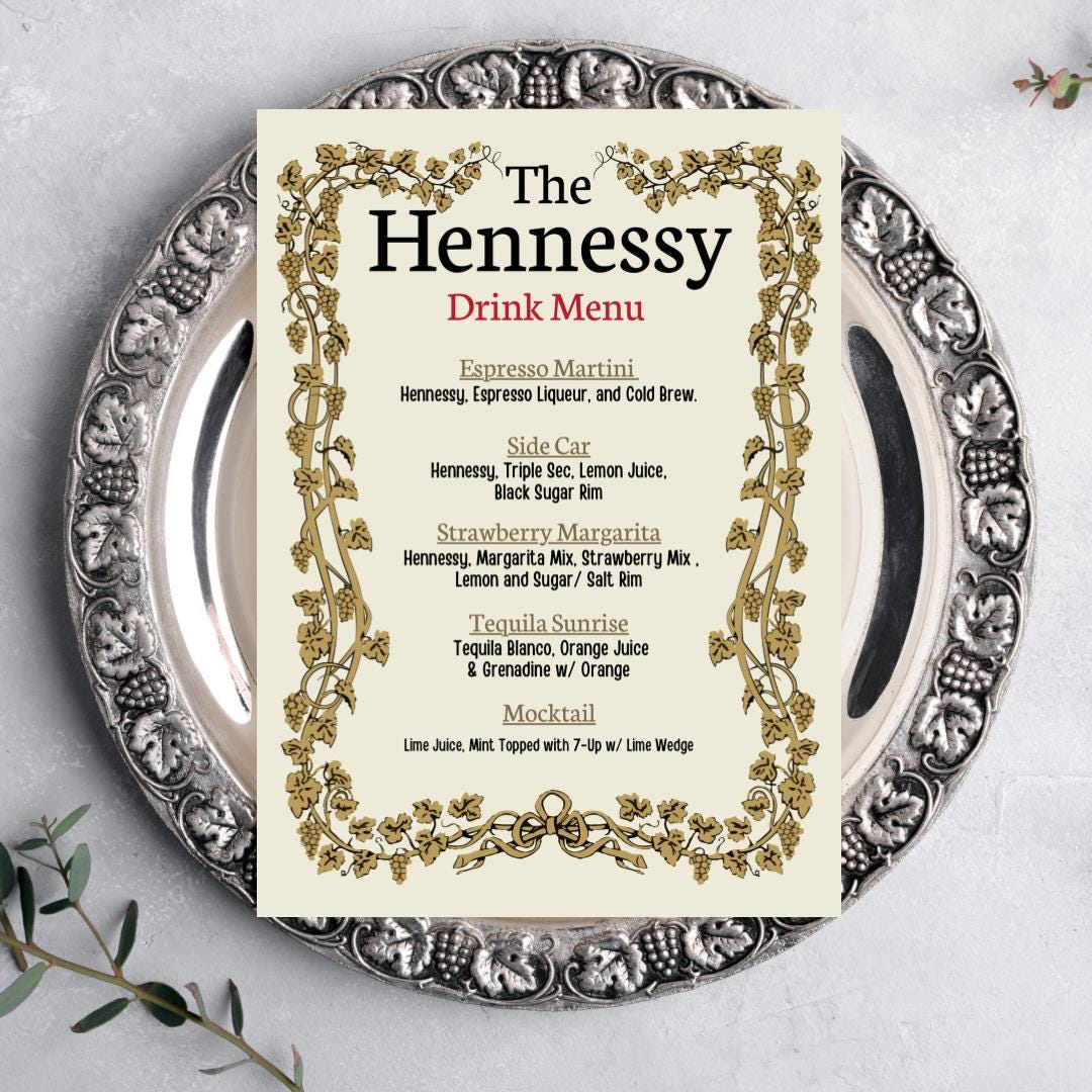 Customizable Hennessy Cocktail Menu for Parties | Bartending Canva ...