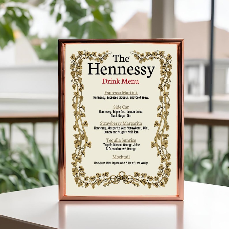Customizable Hennessy Cocktail Menu for Parties | Bartending Canva ...