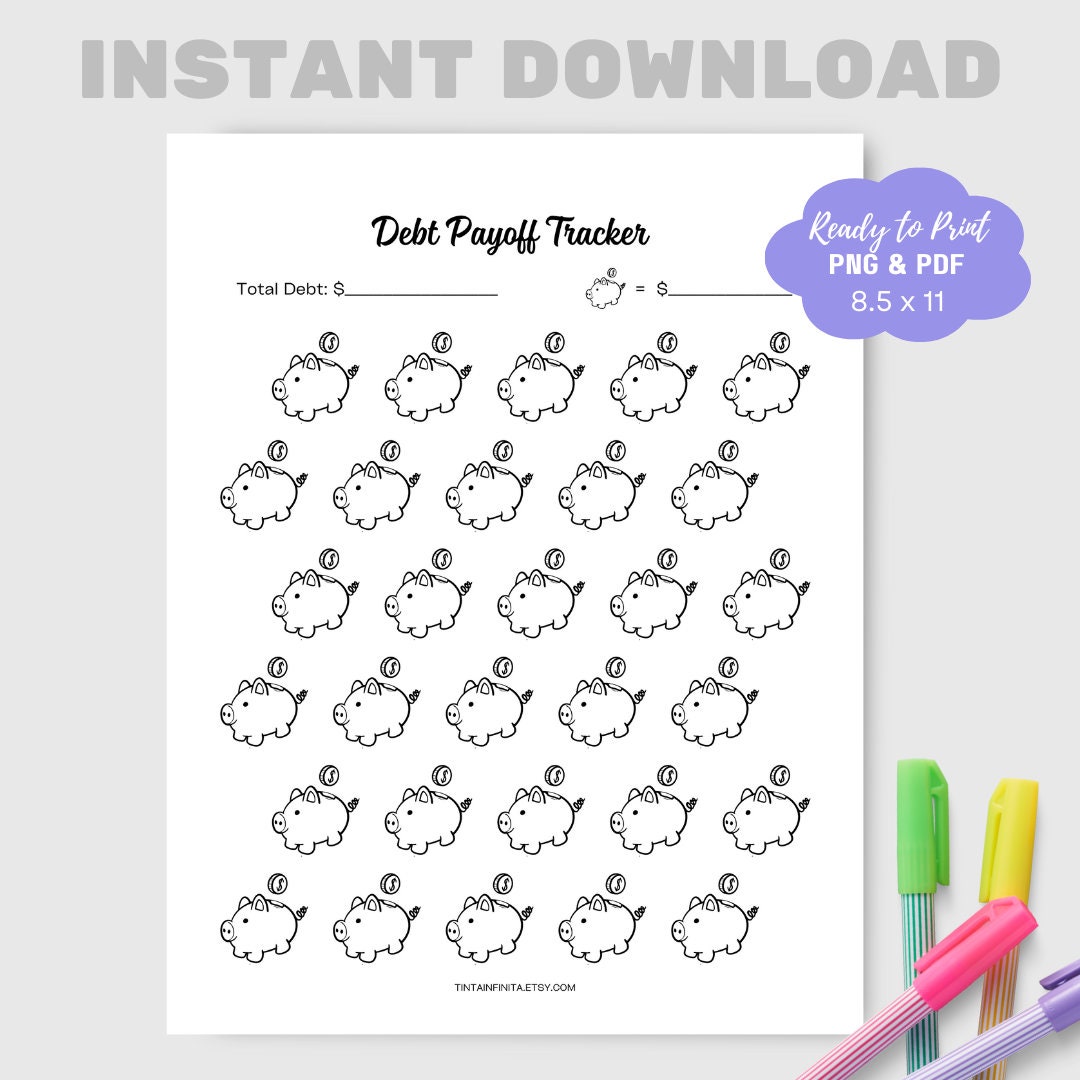 Debt Tracker Coloring Sheet Track Money Debt Payoff Printable Page - Etsy